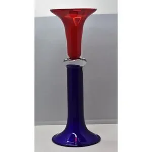 Murano | Accents | Murano Hand Blown Art Glass Red Cobalt Blue Double ...